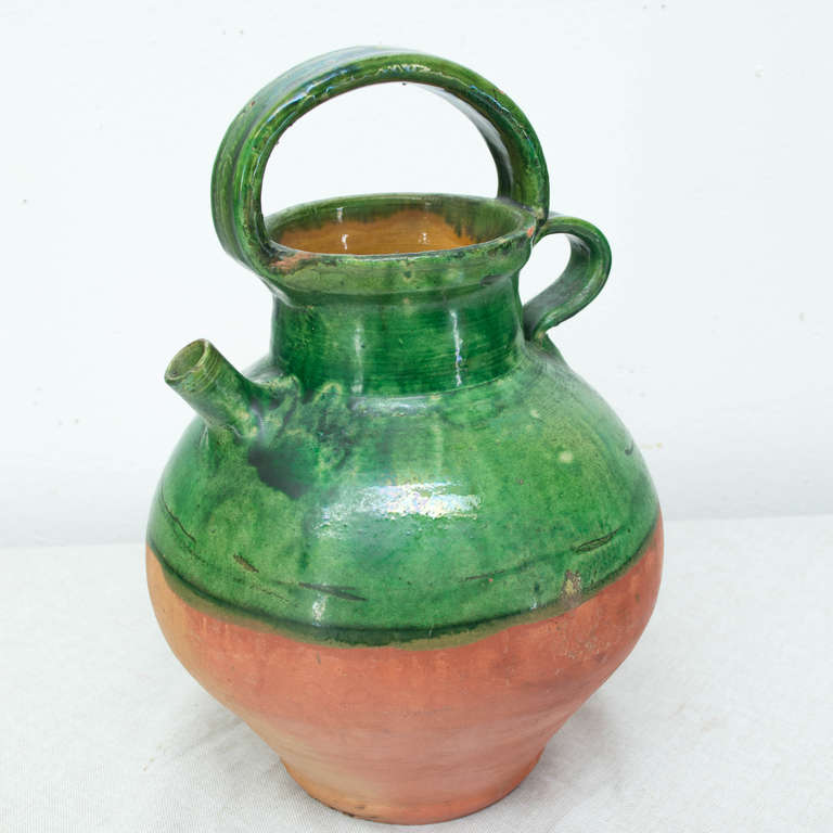 Early 20th Century French Terracotta Glazed Water Jug at 1stDibs