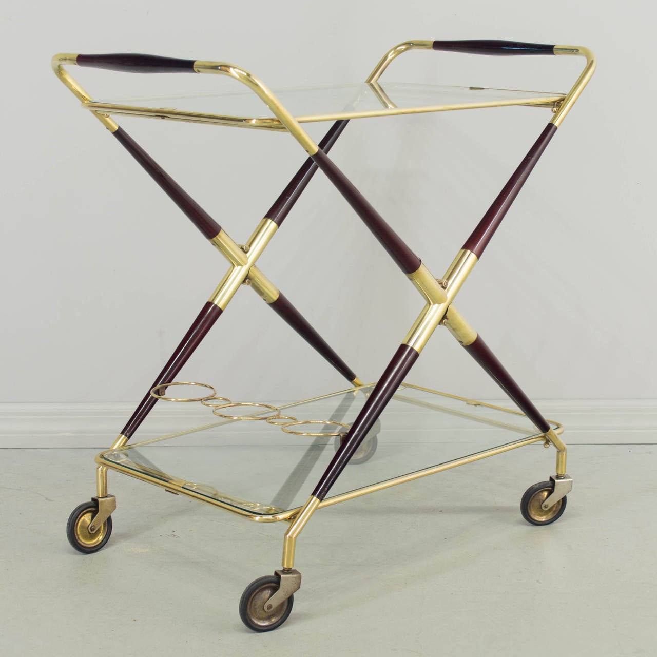 Italian Folding Bar Cart by Cesare Lacca at 1stDibs