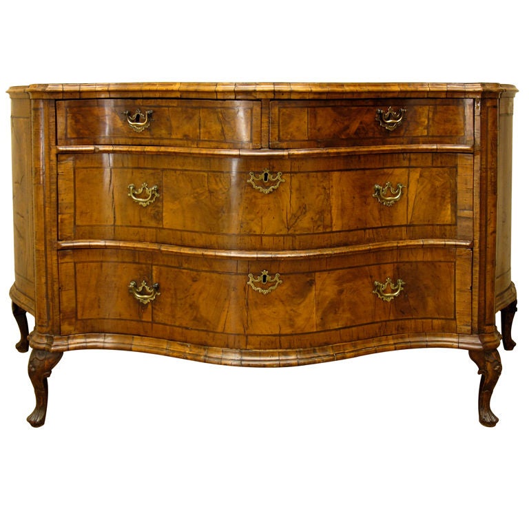 Italian Serpentine Commode or Chest of Drawers at 1stDibs