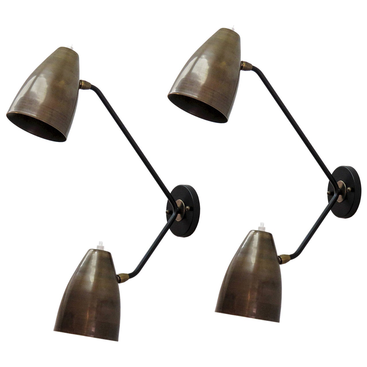 Double Arm Brass Wall Lights 'L3G' at 1stDibs