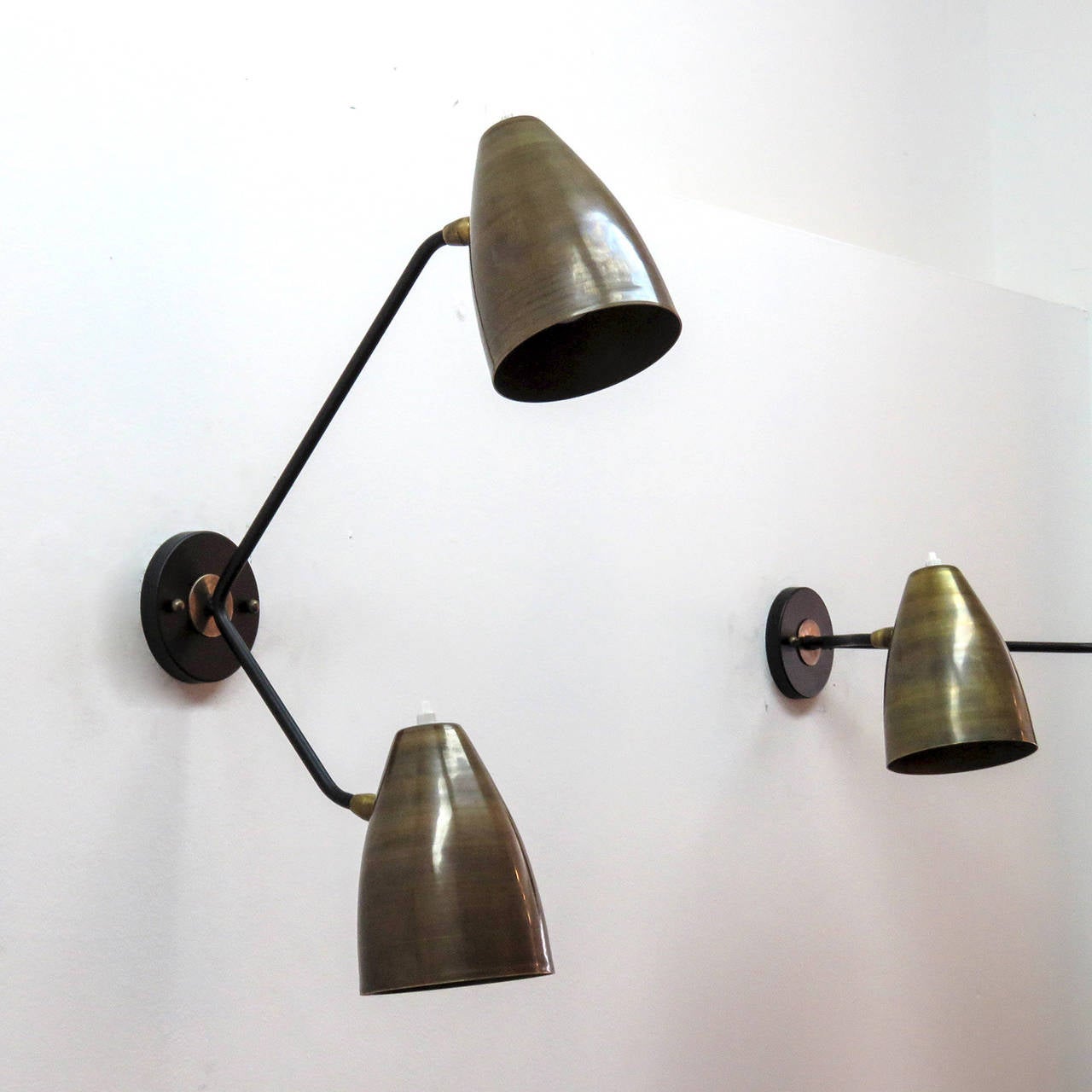 Double Arm Brass Wall Lights 'L3G' at 1stDibs