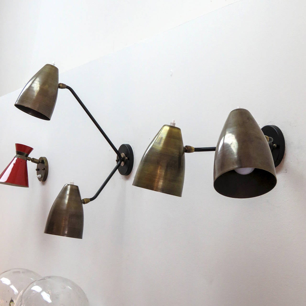 Double Arm Brass Wall Lights 'L3G' at 1stDibs