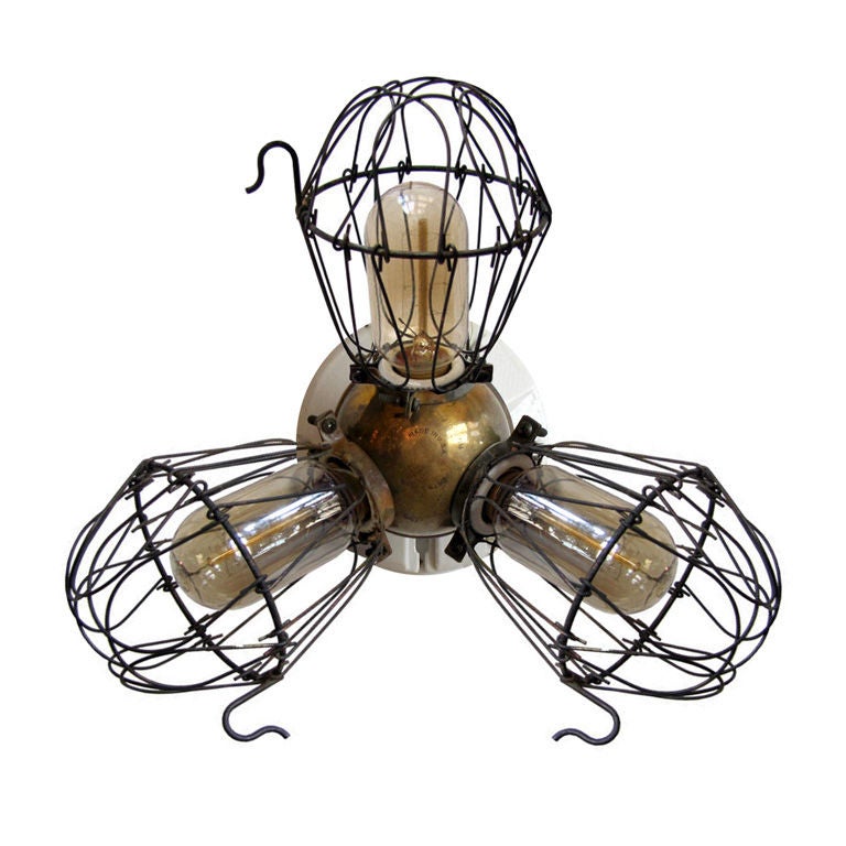 Industrial Triple Cage Lights at 1stDibs