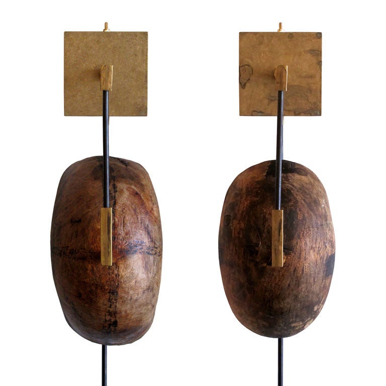 Pair of Custom African Bowl Wall Lights at 1stDibs