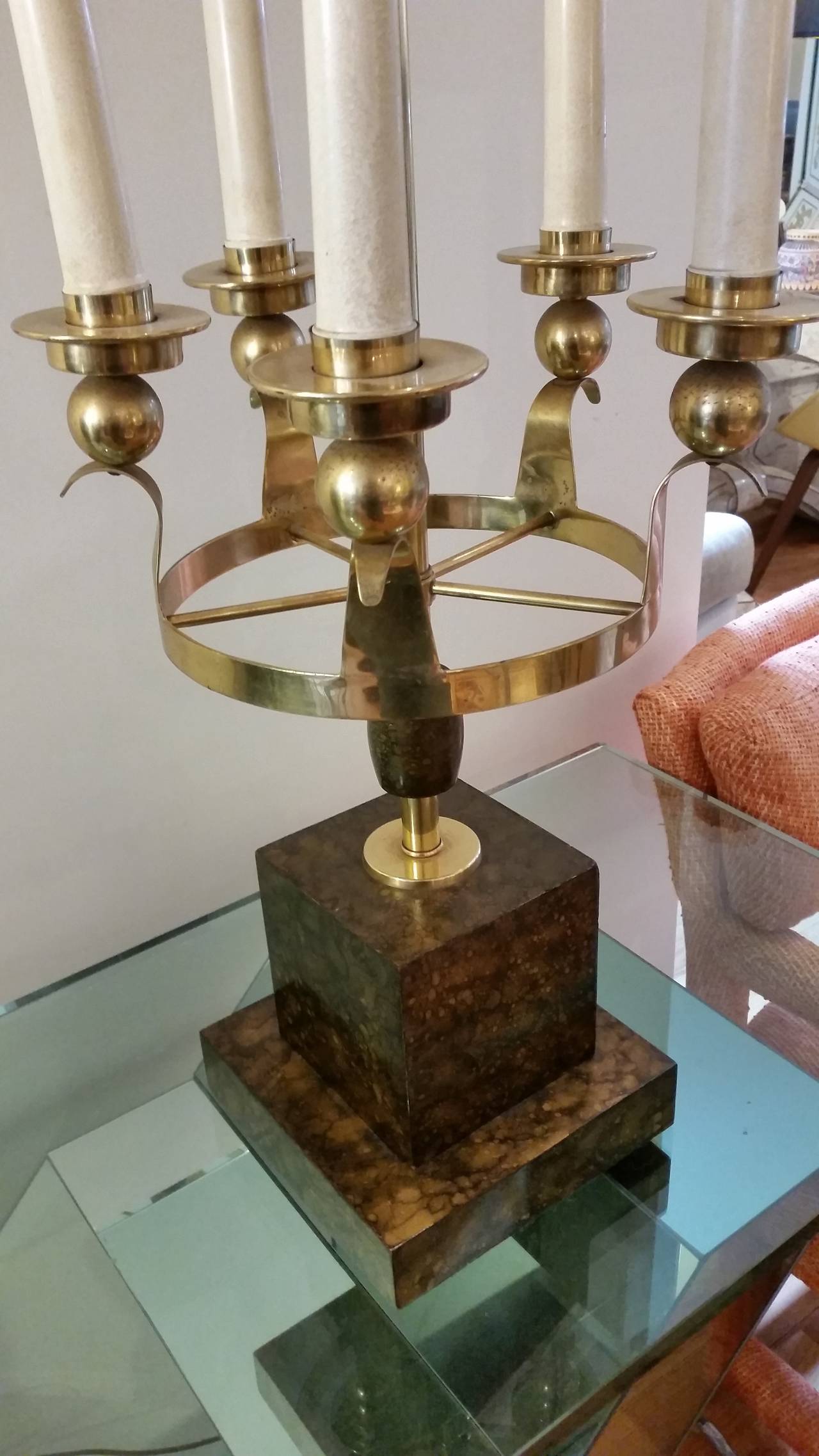 Monumental Marbro Candlestick Lamp at 1stDibs