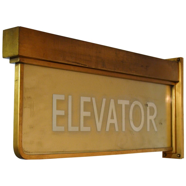 Bronze Elevator Sign at 1stDibs