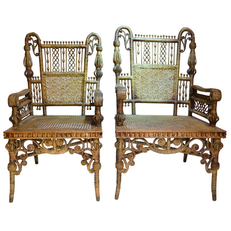 Elaborate Wicker Chair at 1stDibs