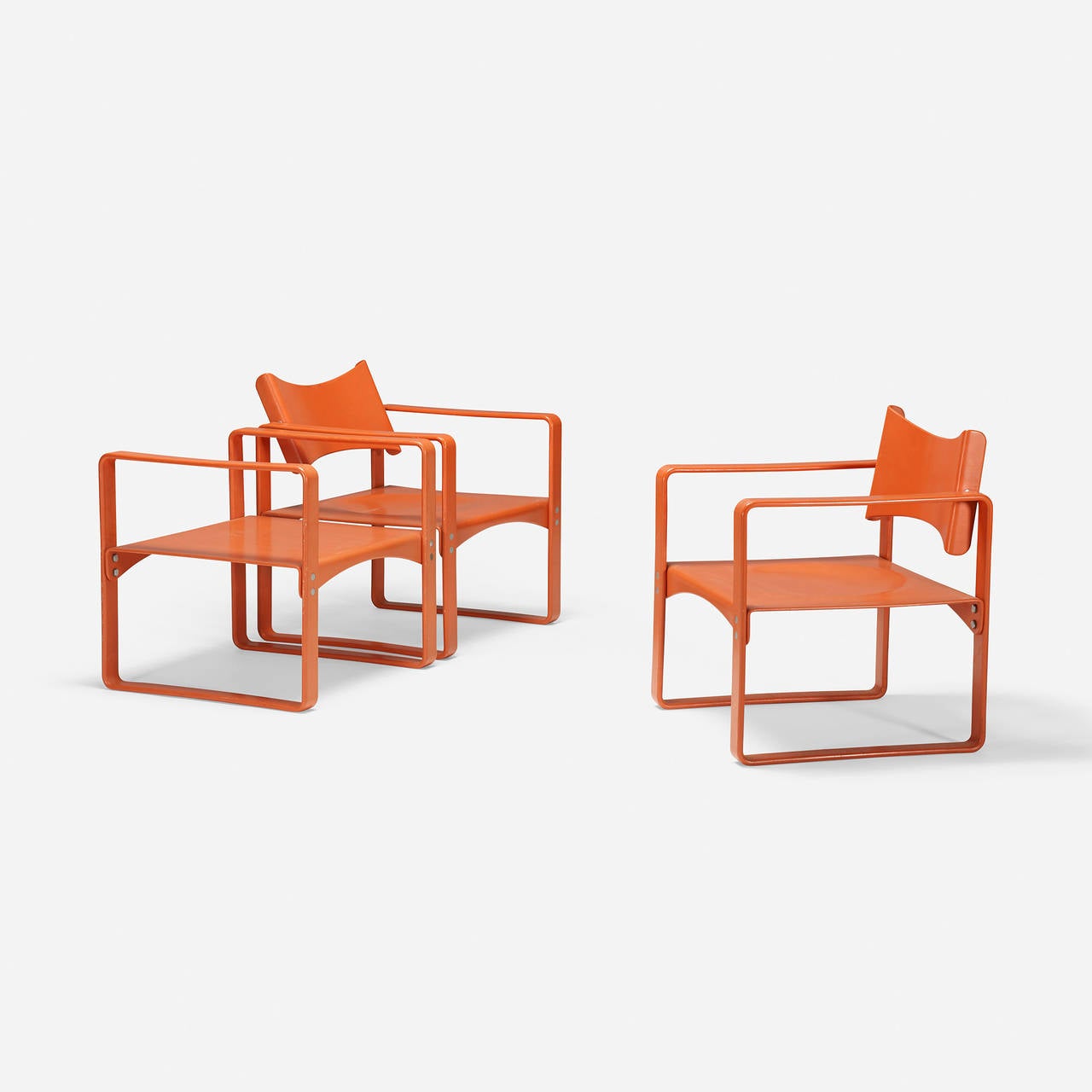 pair of armchairs, model 270F and stool, model 270H by Verner Panton ...