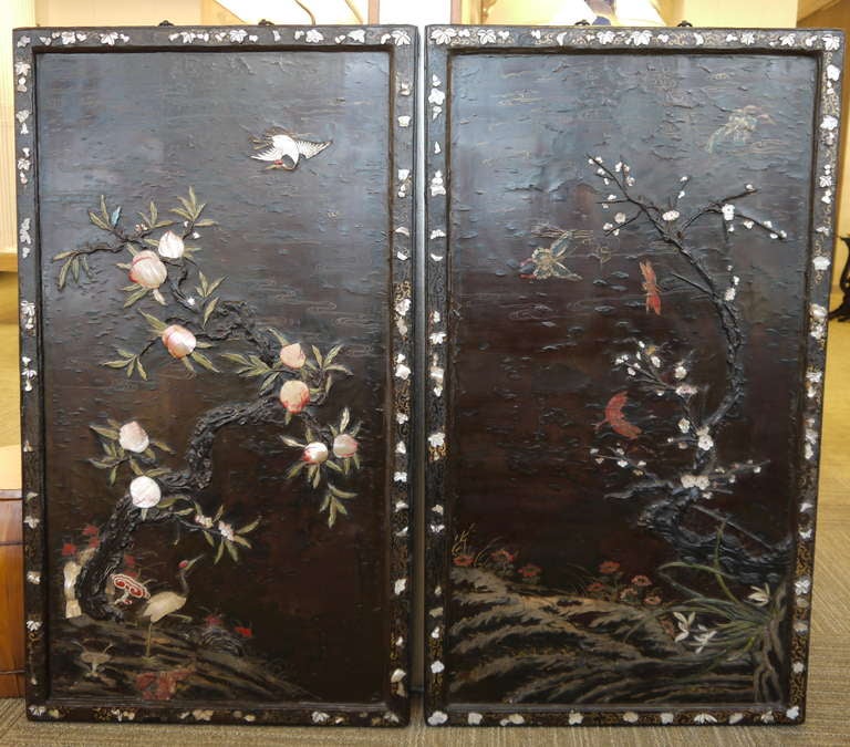 Antique Chinese Lacquered Panels at 1stDibs