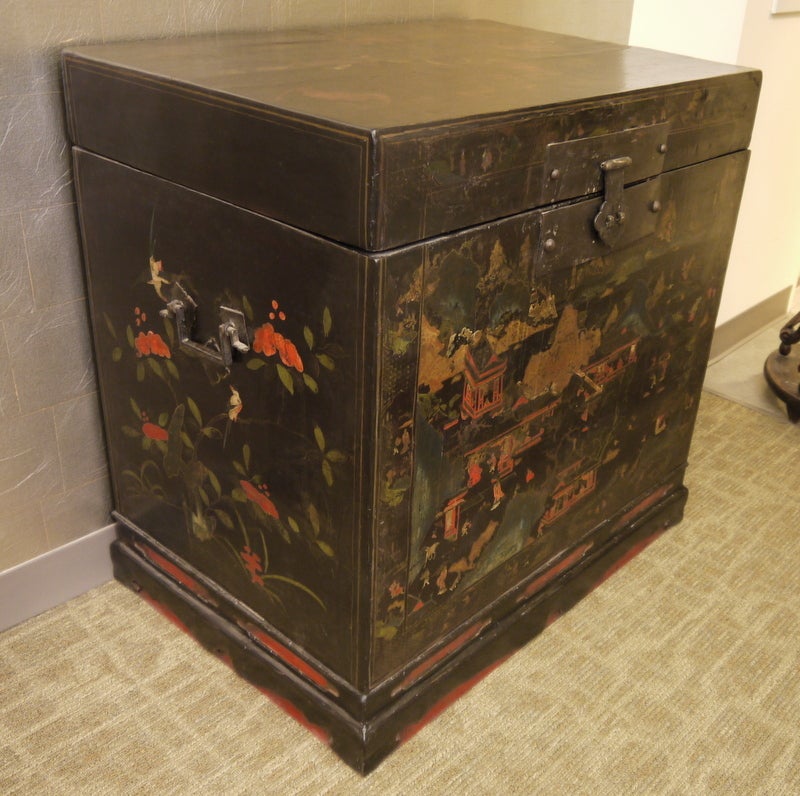 Large Antique Chinese Lacquer Trunk at 1stDibs