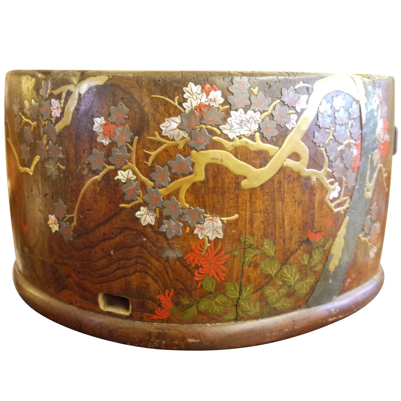 Large Japanese Hibachi with Maple Tree Design at 1stDibs