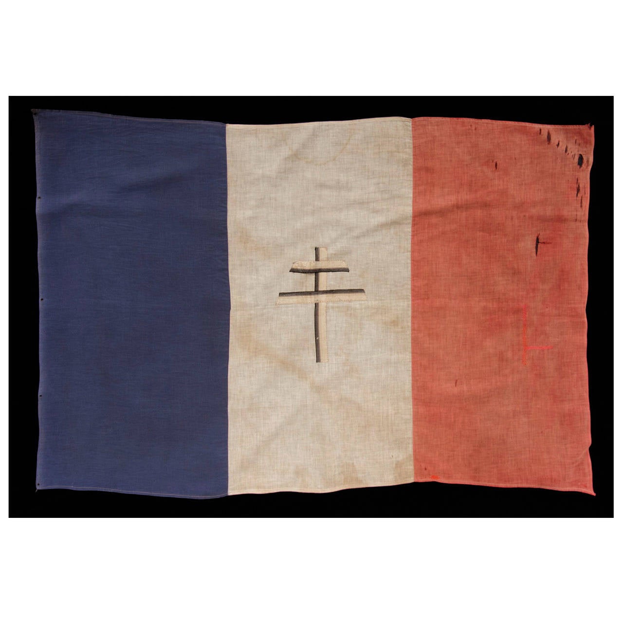 WWII Period French Flag with the Cross of Lorraine at 1stDibs