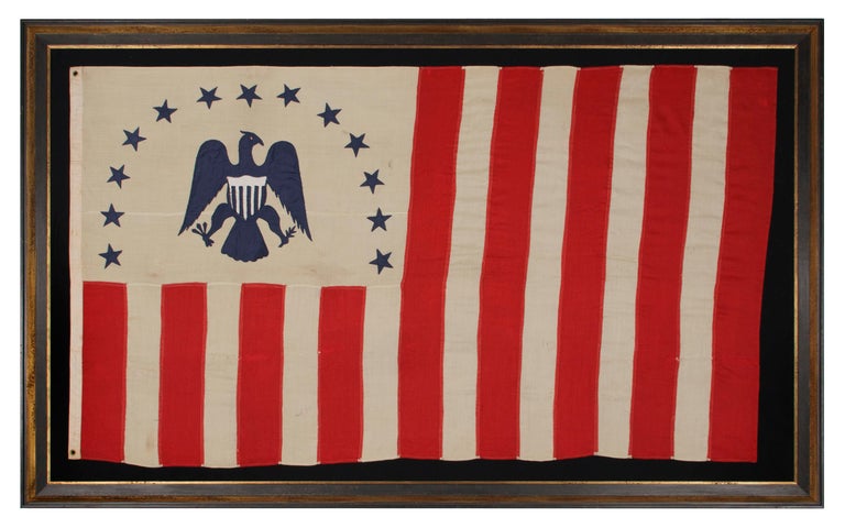 Antique Revenue Cutter Service Flag w/ a Blue Eagle and 17 Stripes ...