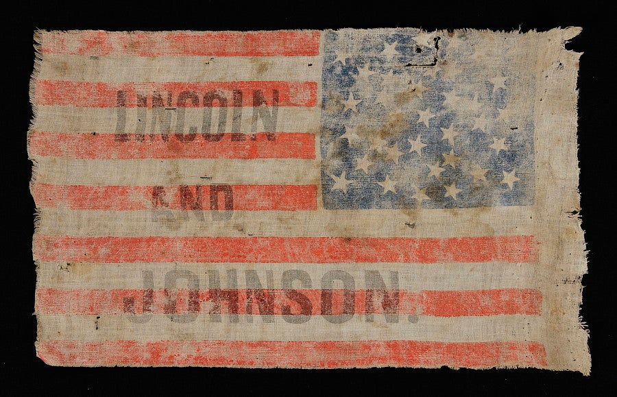 Lincoln And Johnson Civil War Period Campaign Parade Flag at 1stDibs