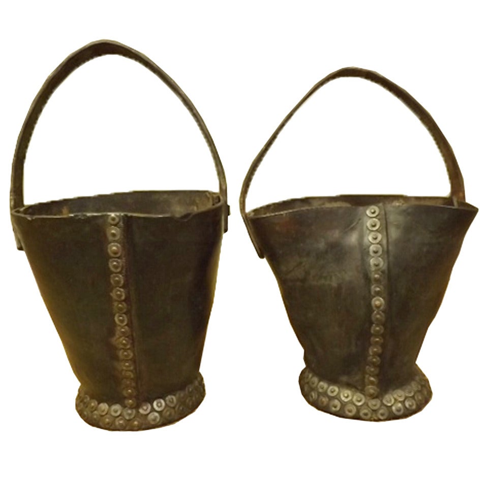 Boiled Leather Buckets at 1stDibs