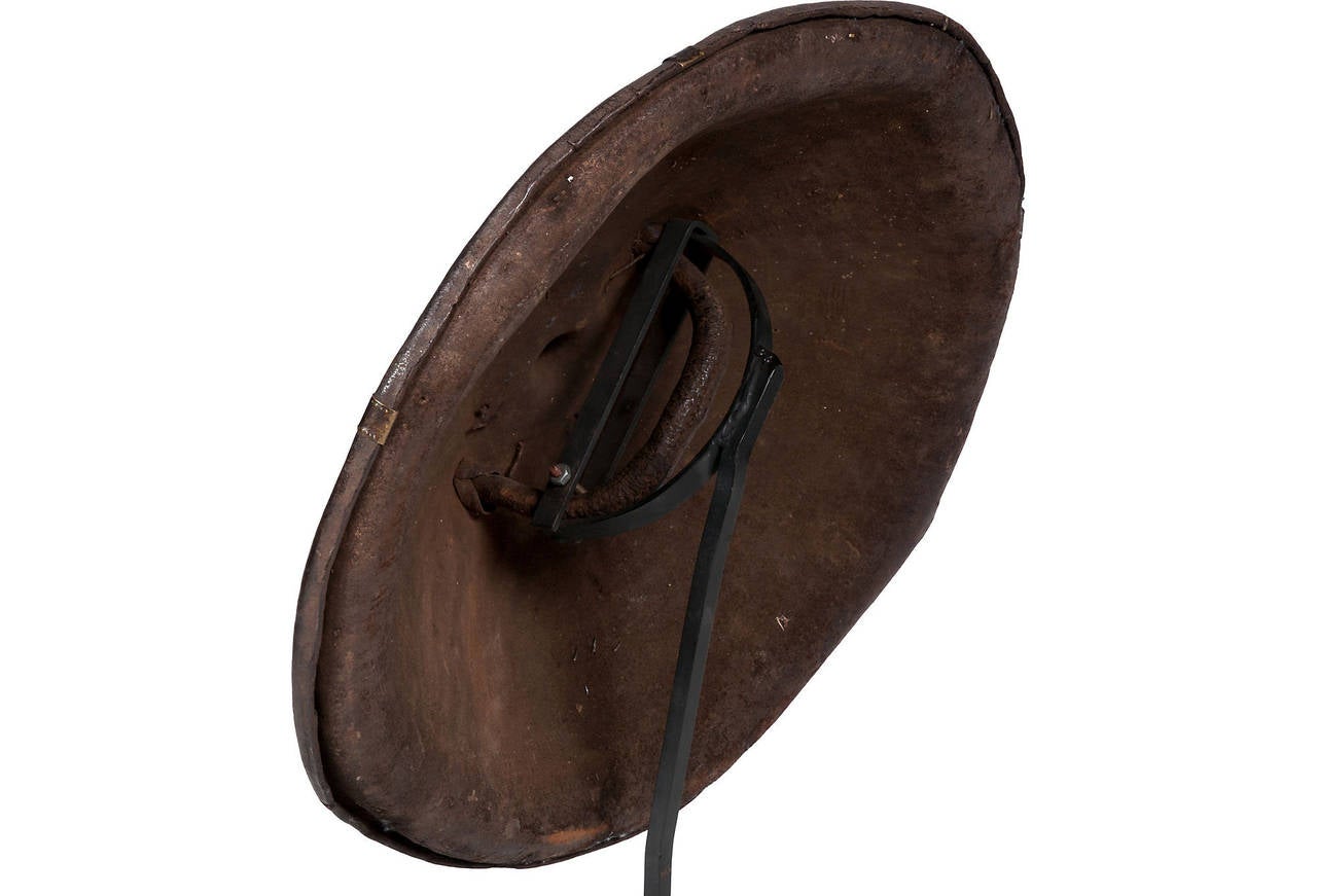 Animal Hide African Hunter Shield on Stand For Sale at 1stDibs