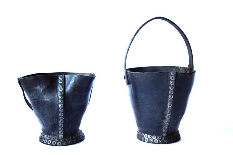 Boiled Leather Buckets at 1stDibs