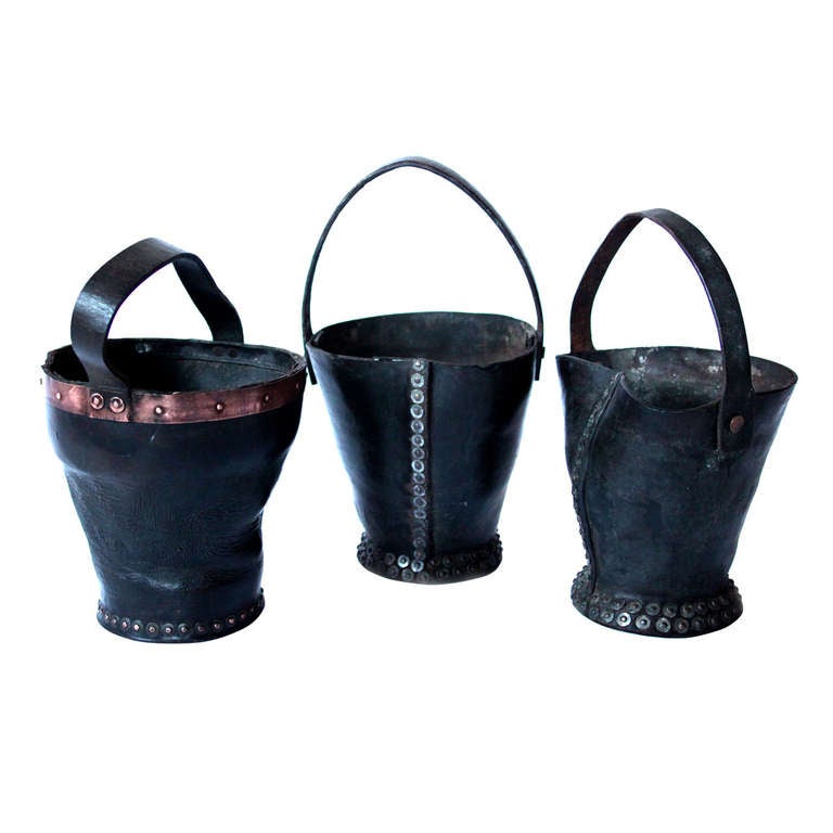Boiled Leather Buckets at 1stDibs