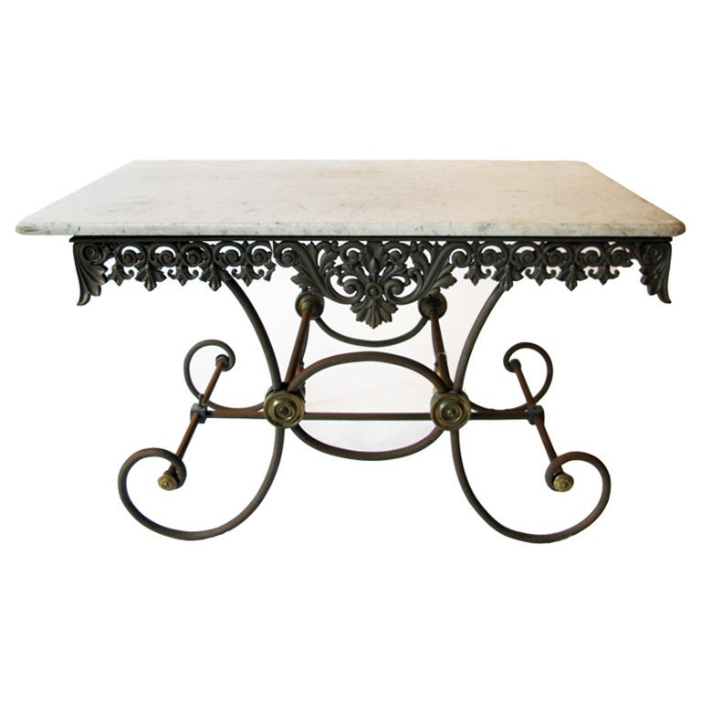 Ornate Table with Marble Top For Sale at 1stDibs