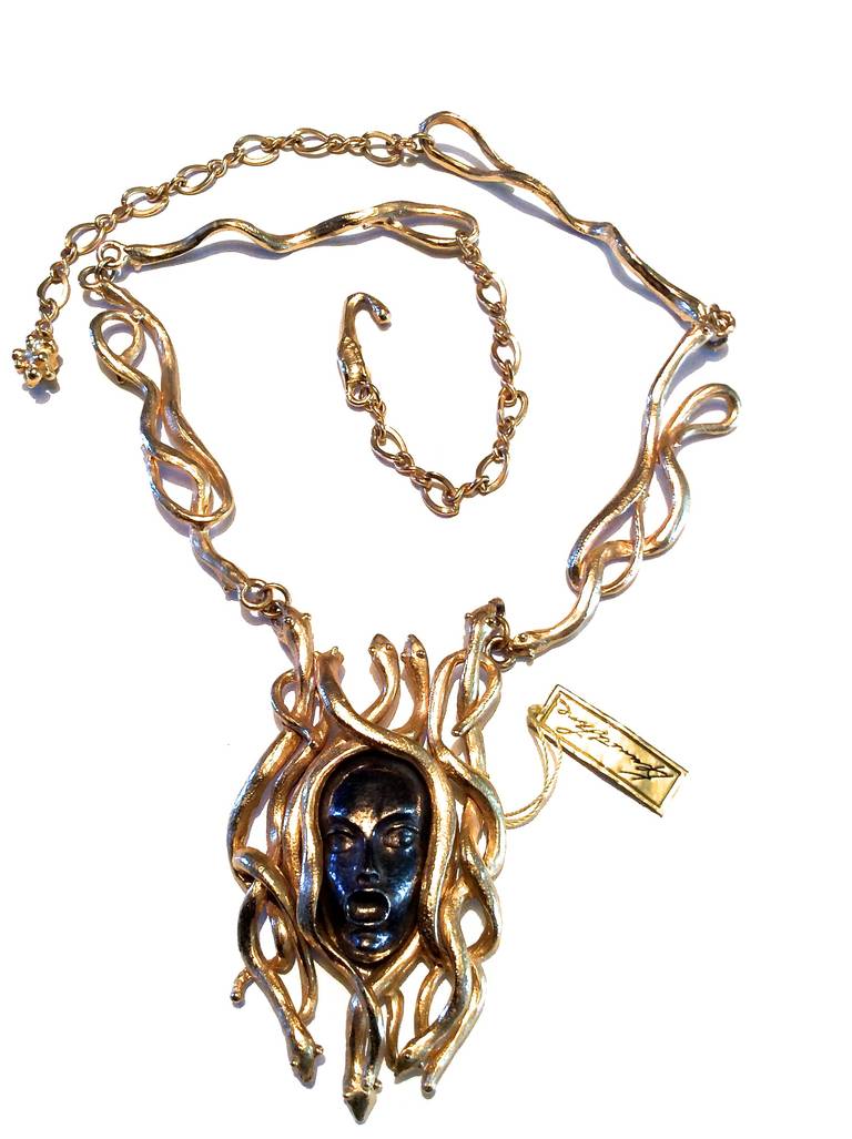 Kenneth Jay Lane Medusa Pendant Necklace, circa 1980s at 1stDibs