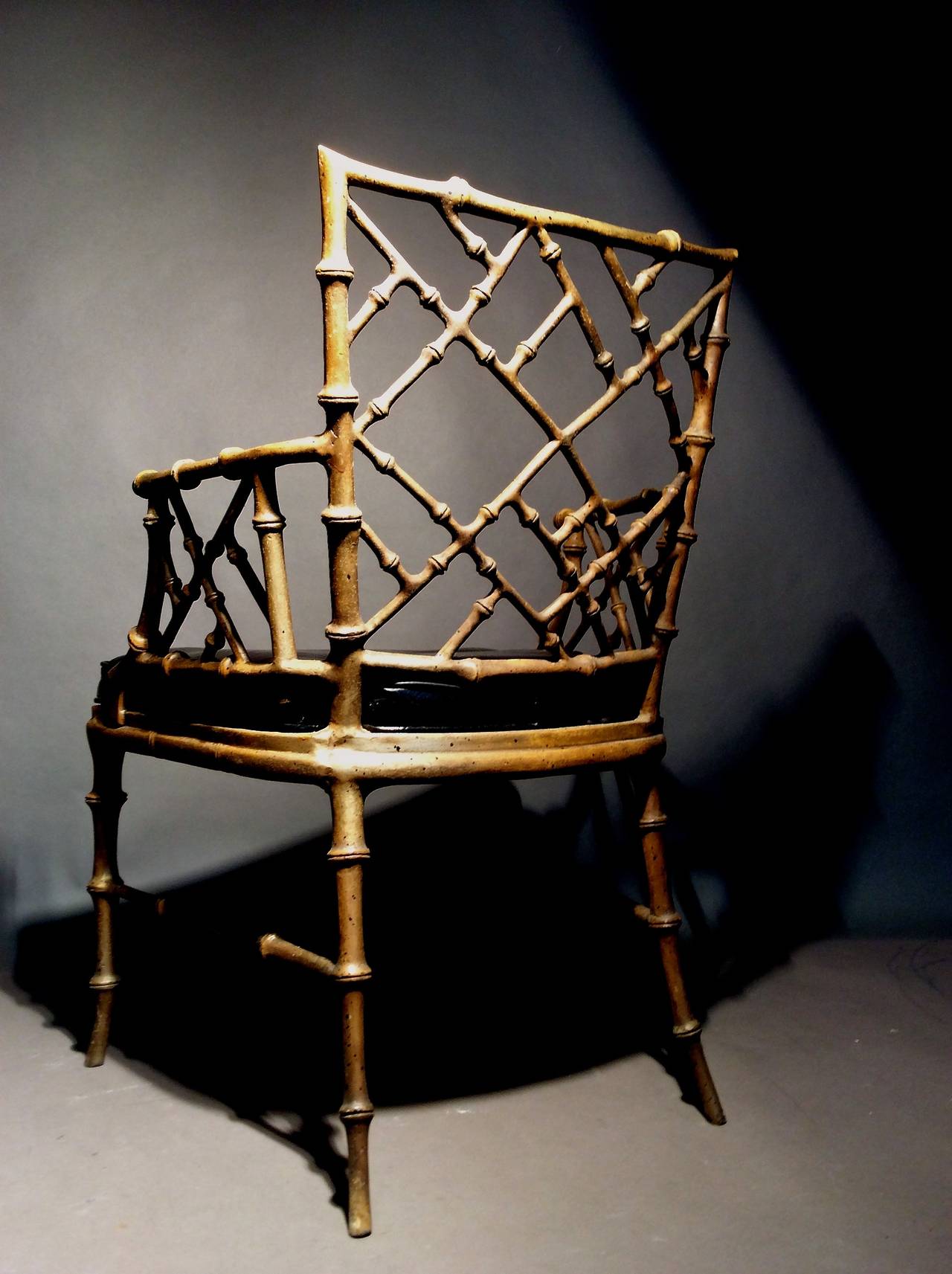 Phyllis Morris Cast Aluminum Faux Bamboo Armchair at 1stDibs