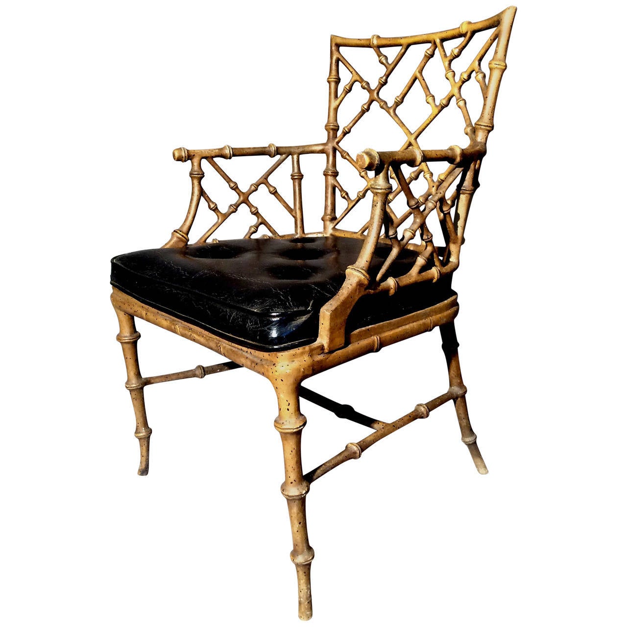 Phyllis Morris Cast Aluminum Faux Bamboo Armchair at 1stDibs
