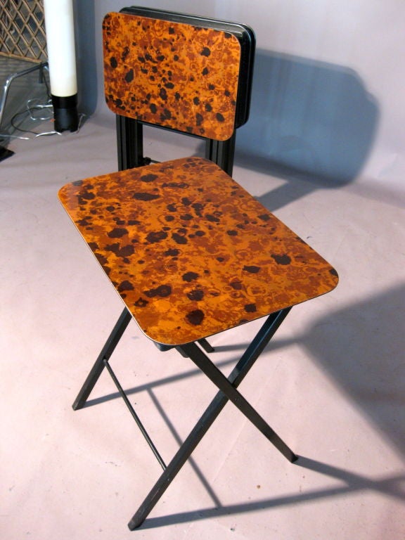 Set of Four Folding Serving Tables w/ Faux Tortoise Laminate at 1stDibs