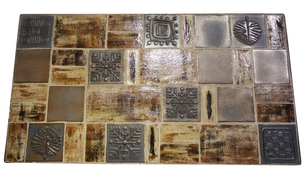 A Cocktail Table with Hand Thrown Tile, Produced by Amphora at 1stDibs