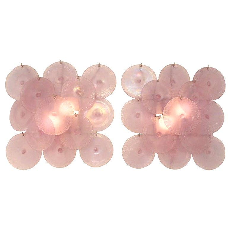 Opalescent Glass Disc Sconces by Mazzega For Sale at 1stDibs