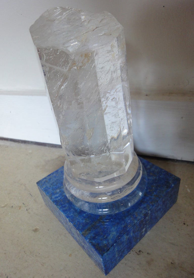 Handsome Set of 4 Rock Crystal Columns On Lapiz Bases at 1stDibs