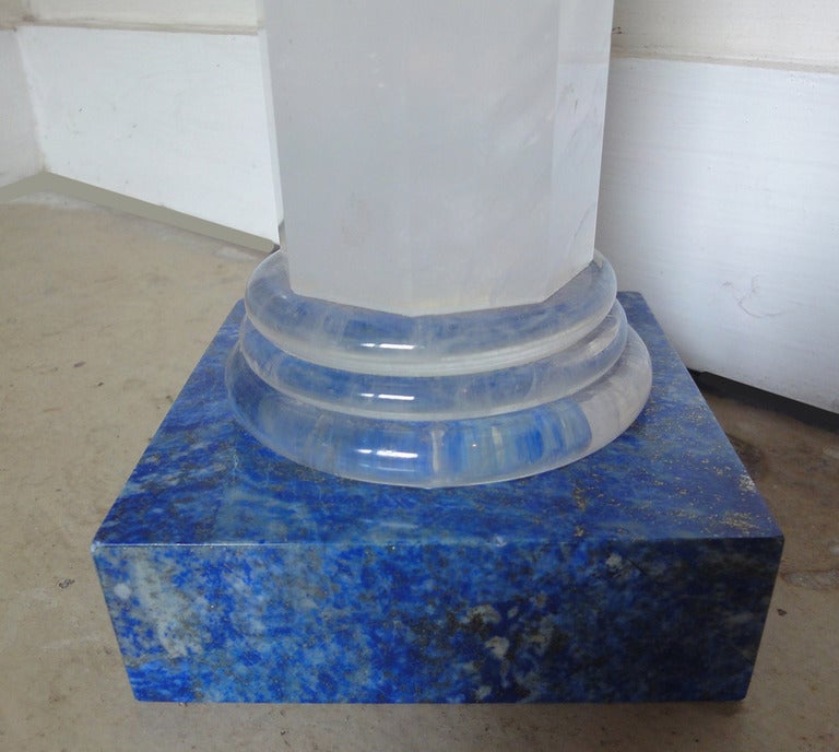Handsome Set of 4 Rock Crystal Columns On Lapiz Bases at 1stDibs