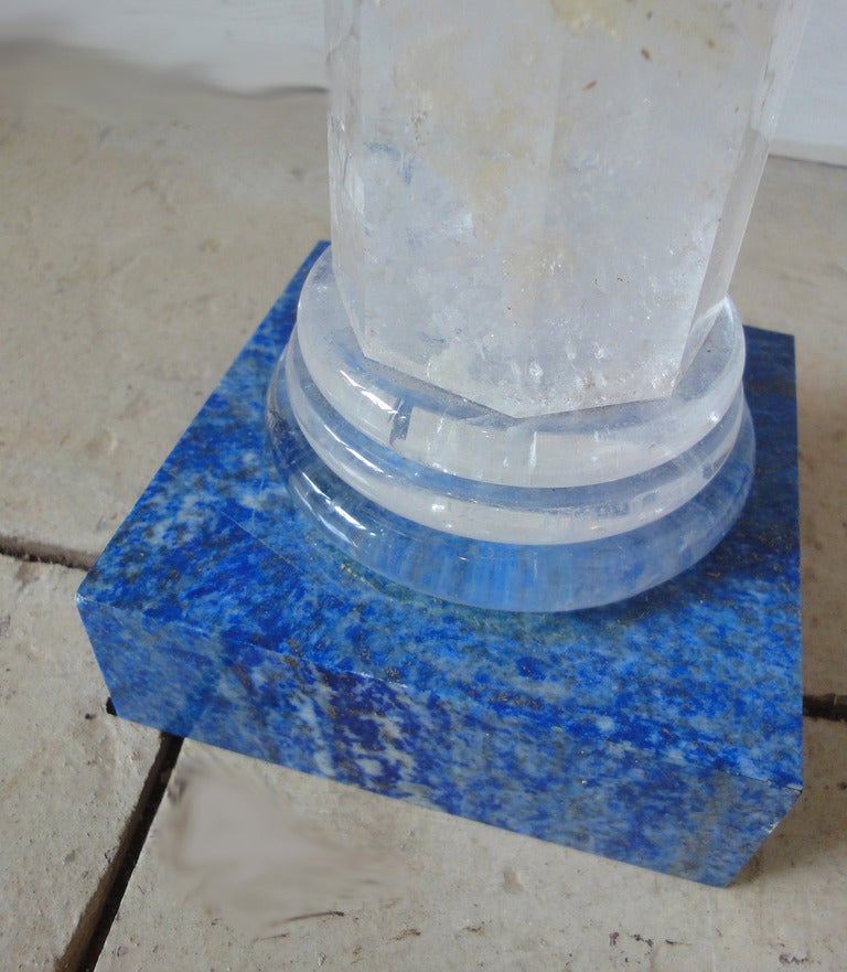 Handsome Set of 4 Rock Crystal Columns On Lapiz Bases at 1stDibs