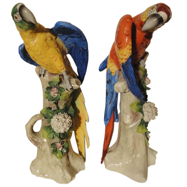 Pair of Modern German Porcelain Parrots at 1stDibs