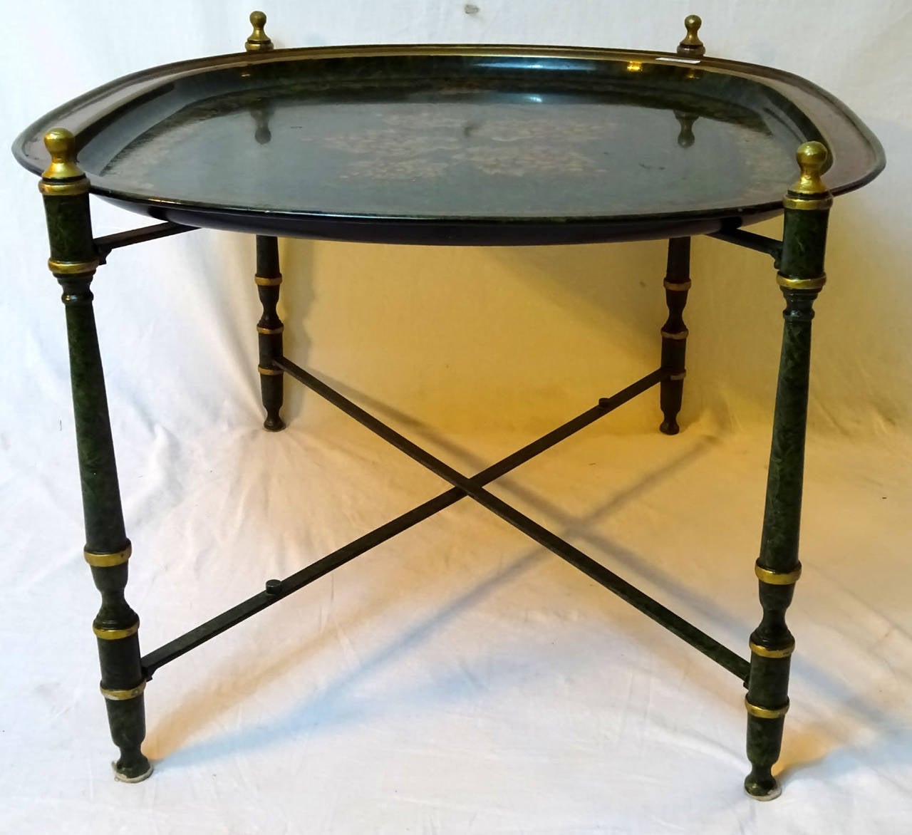 Late 20th Century Italian Tole Tray Table For Sale at 1stDibs