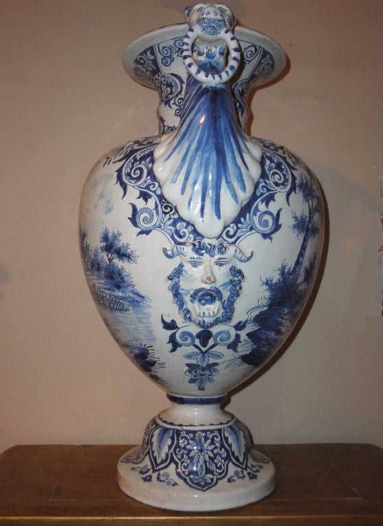 Tin-Glazed Blue and White Dutch Delft Vase at 1stDibs