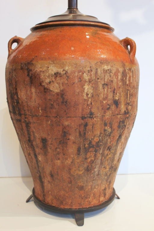 Pair of Large 19th Century Spanish Jars Mounted as Lamps at 1stDibs