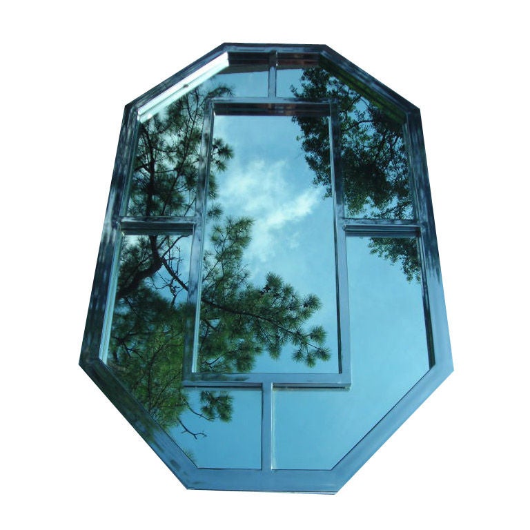 Monumental Chrome Frame Mirror at 1stDibs