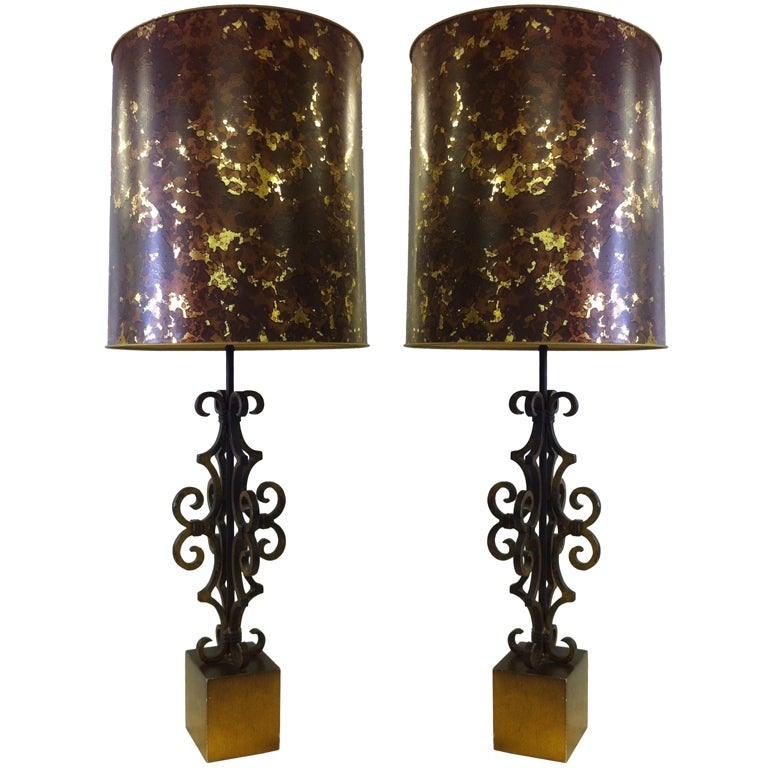 Magnificent pair of Wrought Iron Table Lamps at 1stDibs