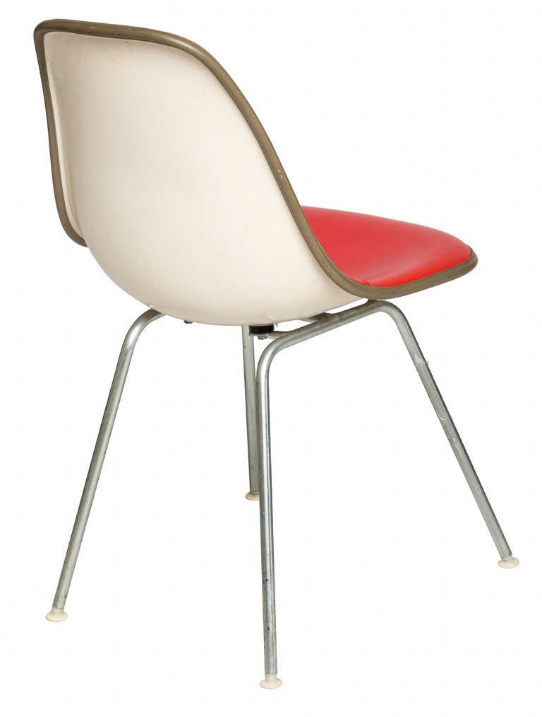 Eight Charles Eames Herman Miller Red Vinyl Side Shell Chairs at 1stDibs
