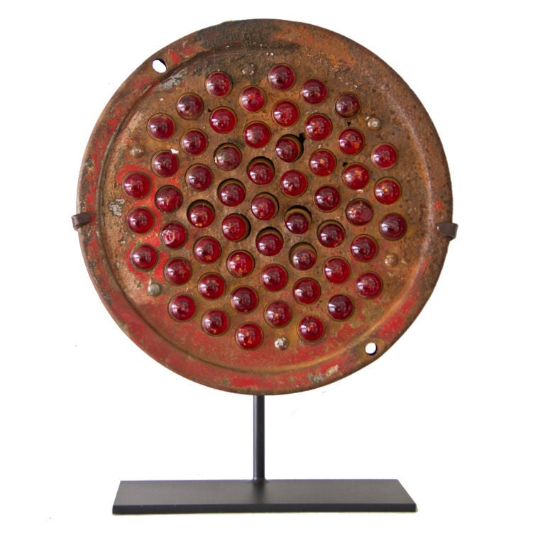 Early Large Railroad Marble Reflector Sign at 1stDibs