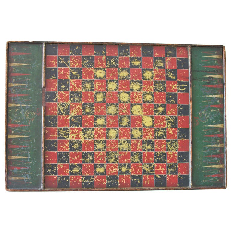 Early and Unusual Combination Checkerboard and Backgammon For Sale at ...