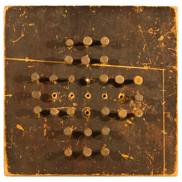 Primitive, Handmade Gameboard - Solitaire For Sale at 1stDibs