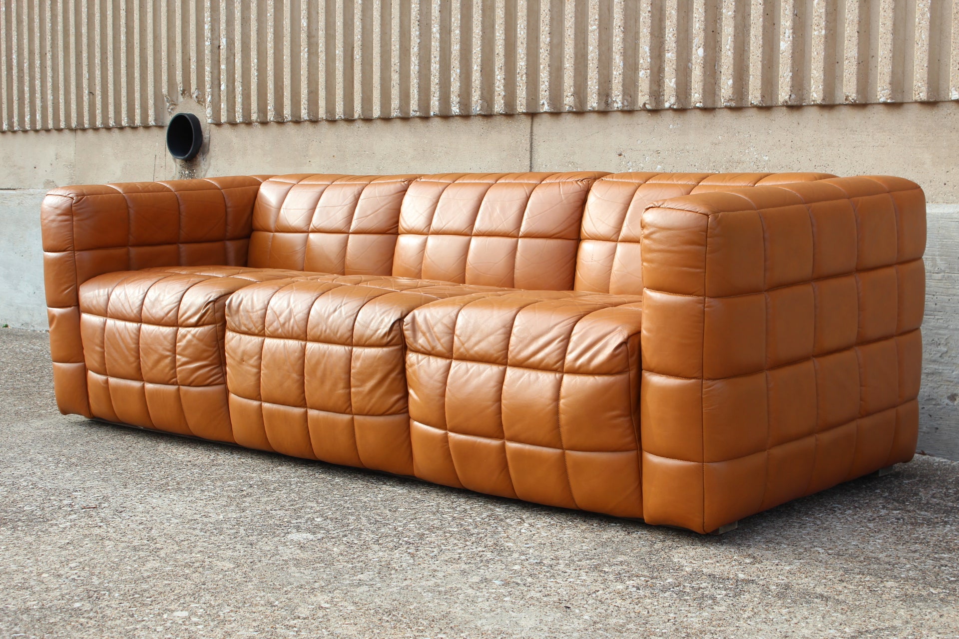 Leather box stitched sofa at 1stDibs | leather box sofa