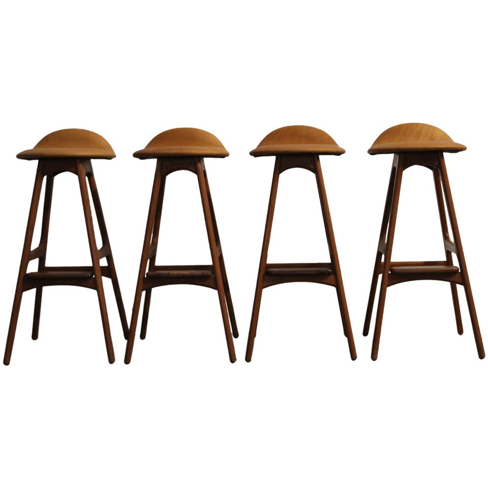 Set of Four Bar Stools by Erik Buck at 1stDibs