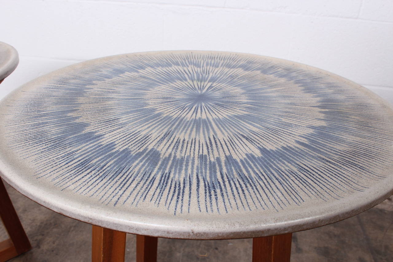 Rare Pair of Ceramic Tables by Lee Rosen for Design Technics at 1stDibs