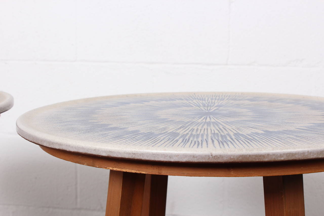 Rare Pair of Ceramic Tables by Lee Rosen for Design Technics at 1stDibs