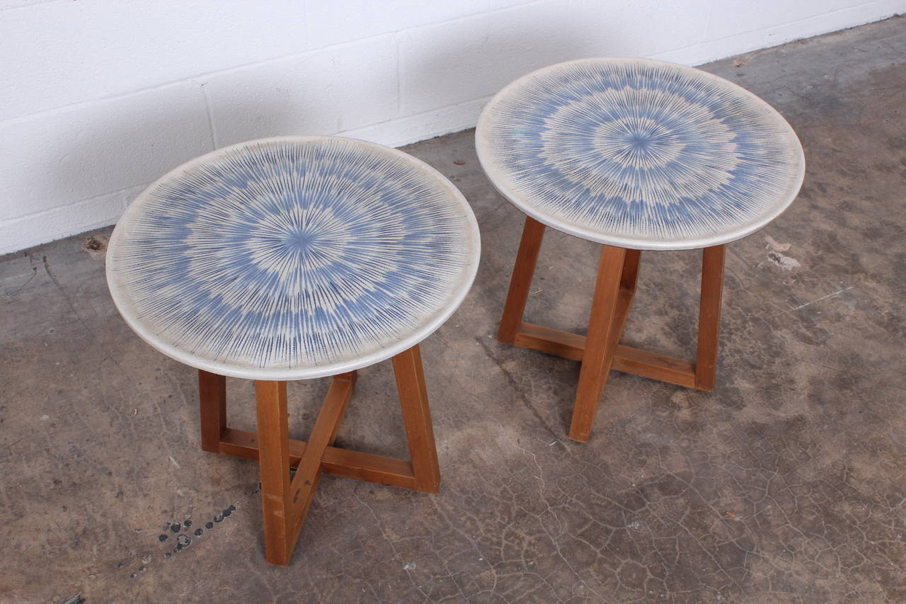 Rare Pair of Ceramic Tables by Lee Rosen for Design Technics at 1stDibs
