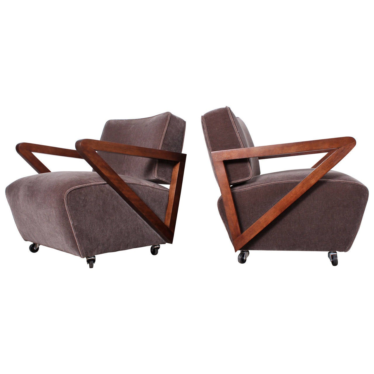 Pair of Angular Lounge Chairs at 1stDibs