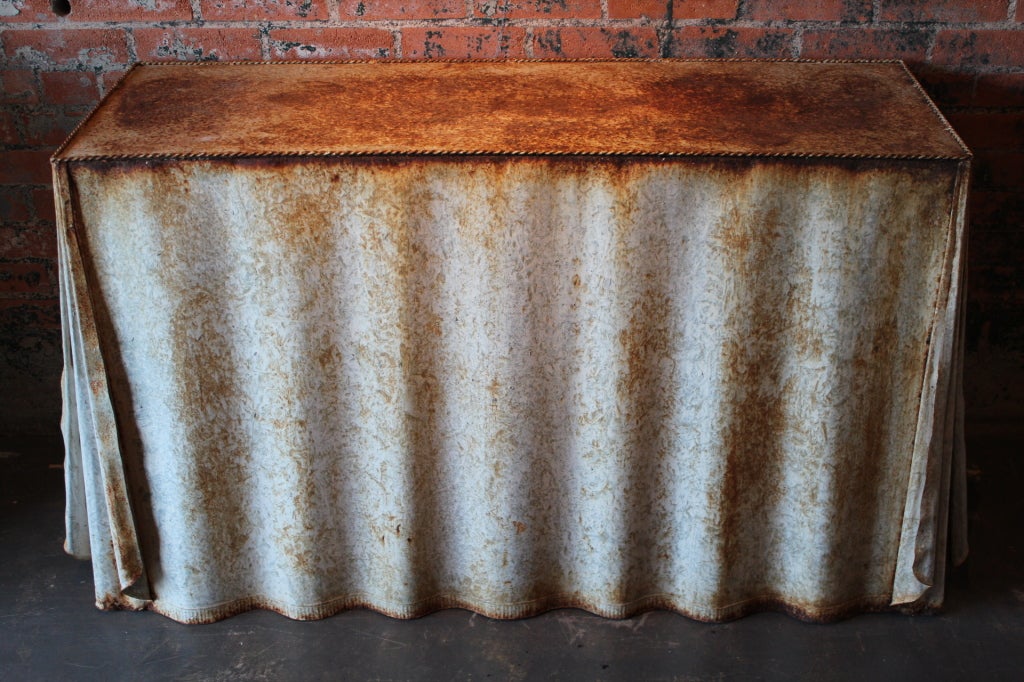 Galvanized Curtain Console Table at 1stDibs
