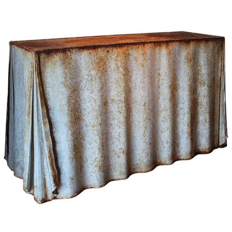 Galvanized Curtain Console Table at 1stDibs